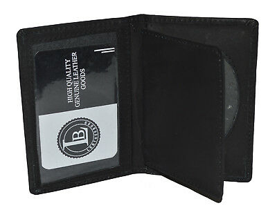 Police ID Badge Holder Shield Bifold Black Genuine Leather Rare Style ...